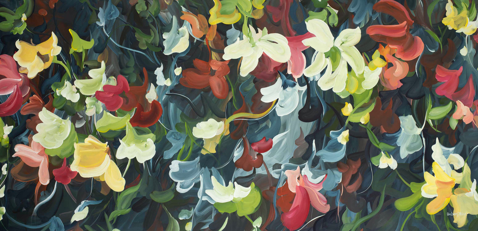 Large floral abstract art | Modern colourful original paintings for ...