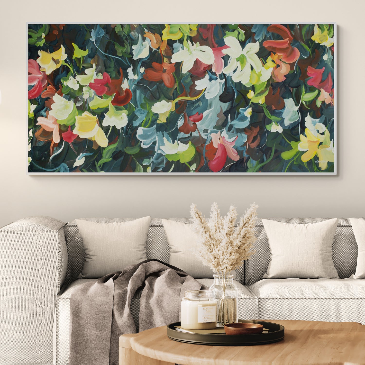 Large floral abstract art | Modern colourful original paintings for ...